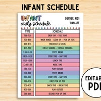 Editable Daily Preschool Schedule Template: Colorful Daycare Planner ...