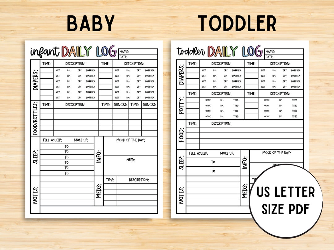 Baby & Toddler Daily Log, Baby Activity Log, Daycare Business Forms ...