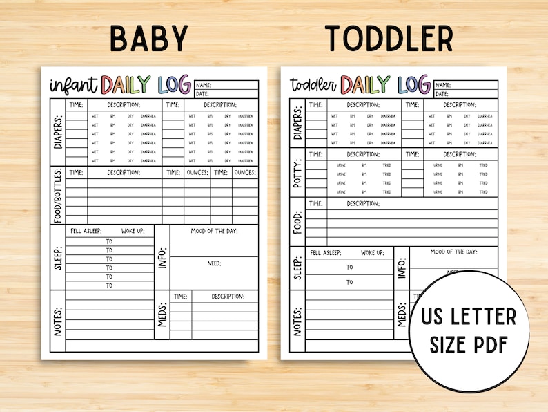 Baby & Toddler Daily Log, Baby Activity Log, Daycare Business Forms ...