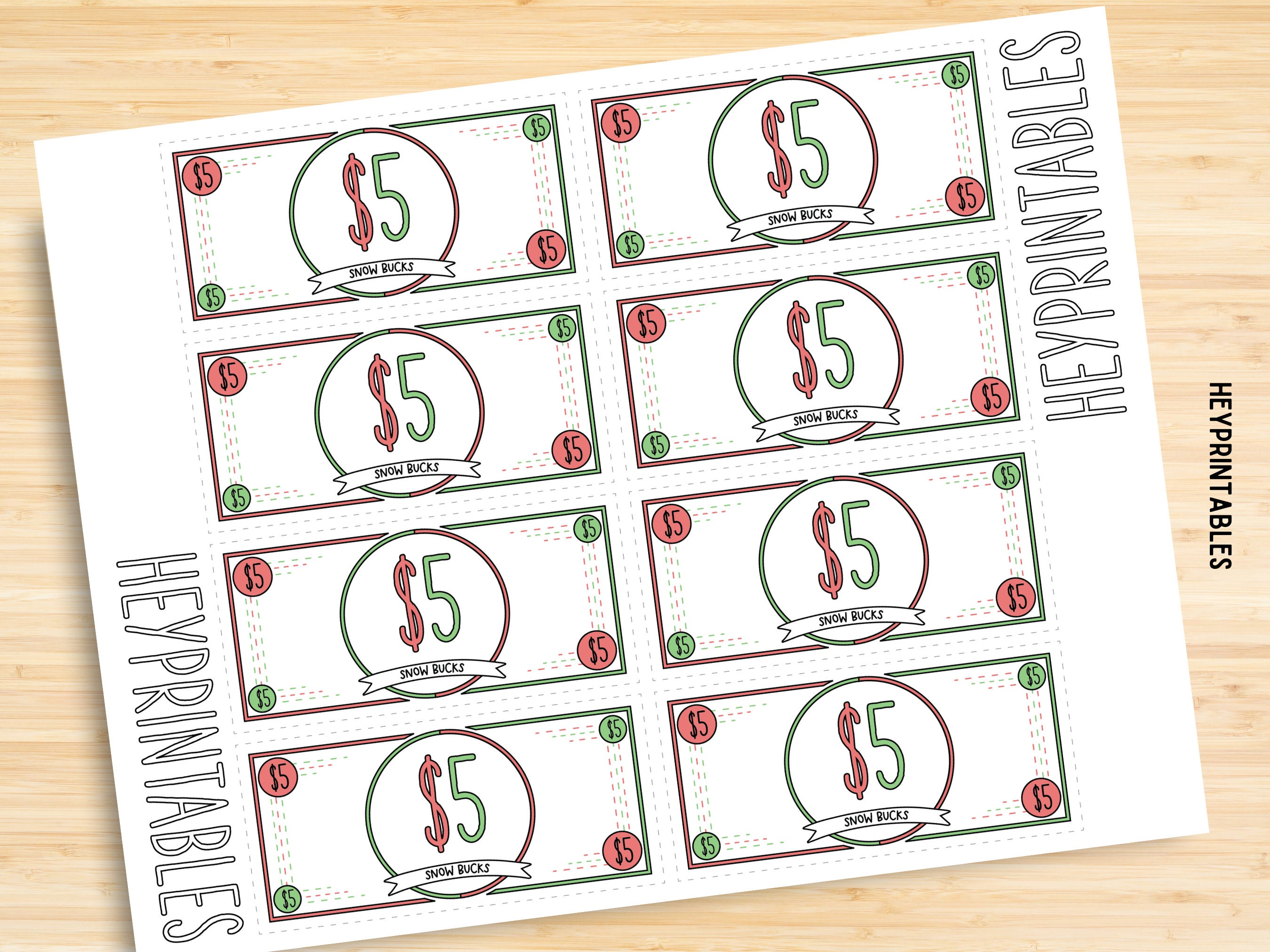 Printable Christmas Money, Ready to Print Christmas Play Money, North ...