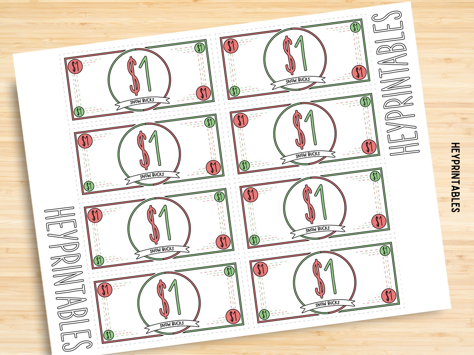 Printable Christmas Money, Ready to Print Christmas Play Money, North ...