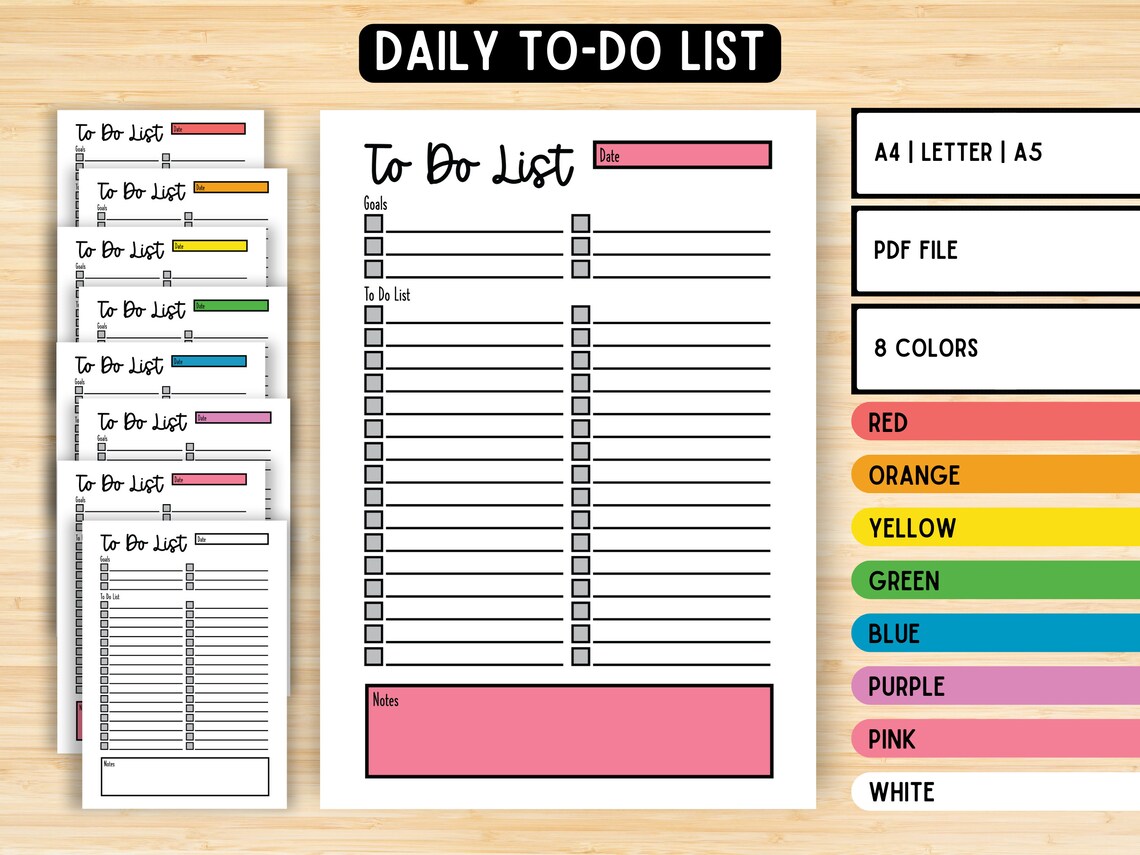 To Do List Printable, Daily to Do List Planner Page, Productivity ...