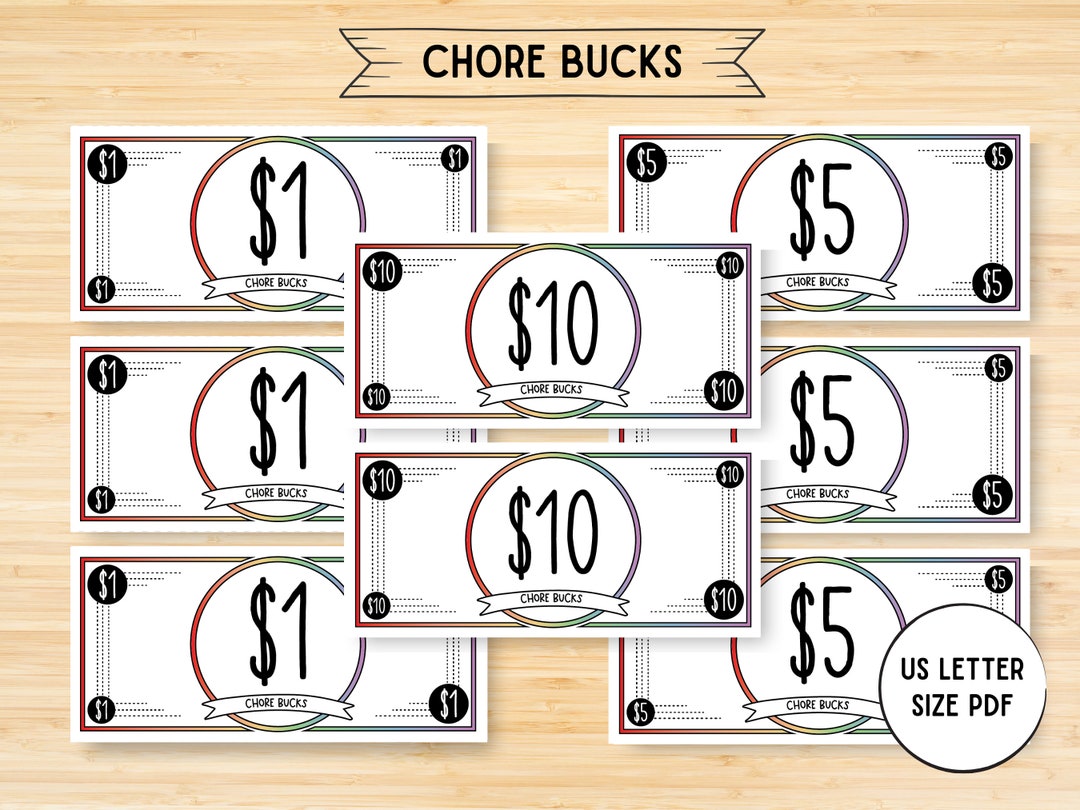 Chore Bucks Printable, Mom Bucks Printable, Behavior Bucks, Chore Bucks ...