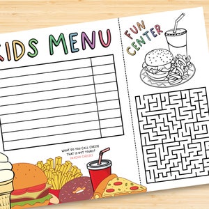 Editable Kids Menu Design, Template Design, Menus, Kids Activity Menu ...