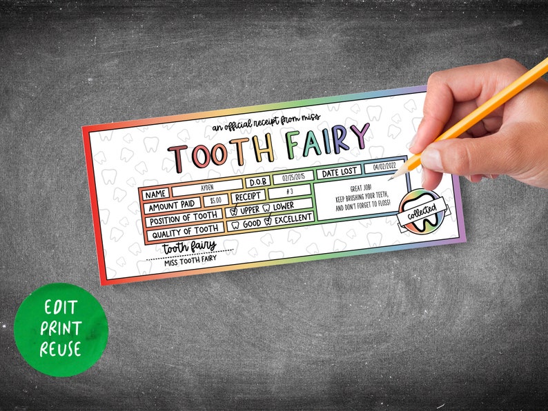 Tooth Fairy Receipt Tooth Fairy Letter Lost Tooth Gift Pink | Etsy