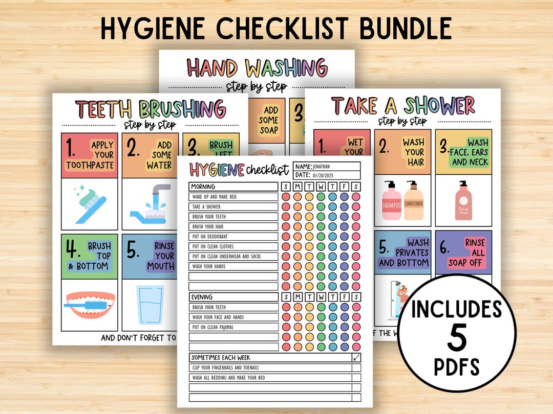 Hygiene Chart for Kids, Kids Hygiene Checklist, Personal Hygiene Poster ...