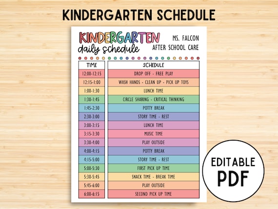 Kindergarten Daily Schedule Template The Reason Why