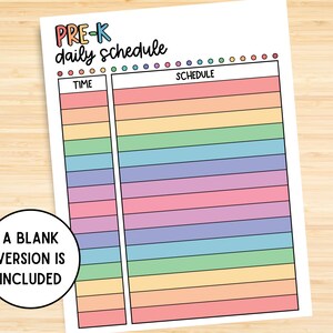 Daycare Daily Schedule for Pre-k, Printable Child Care, Kids Daily ...