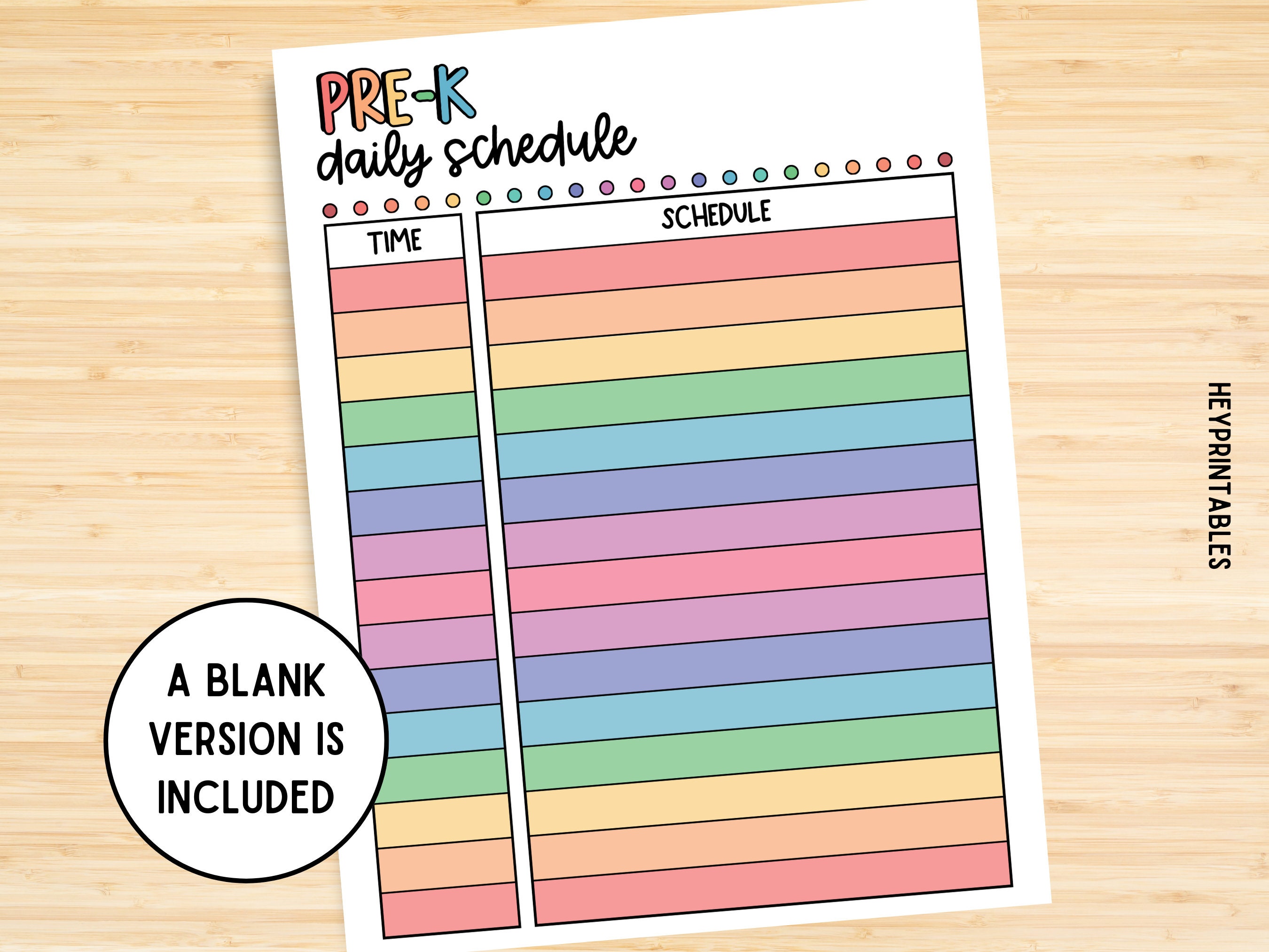 Daycare Daily Schedule for Pre-k, Printable Child Care, Kids Daily ...