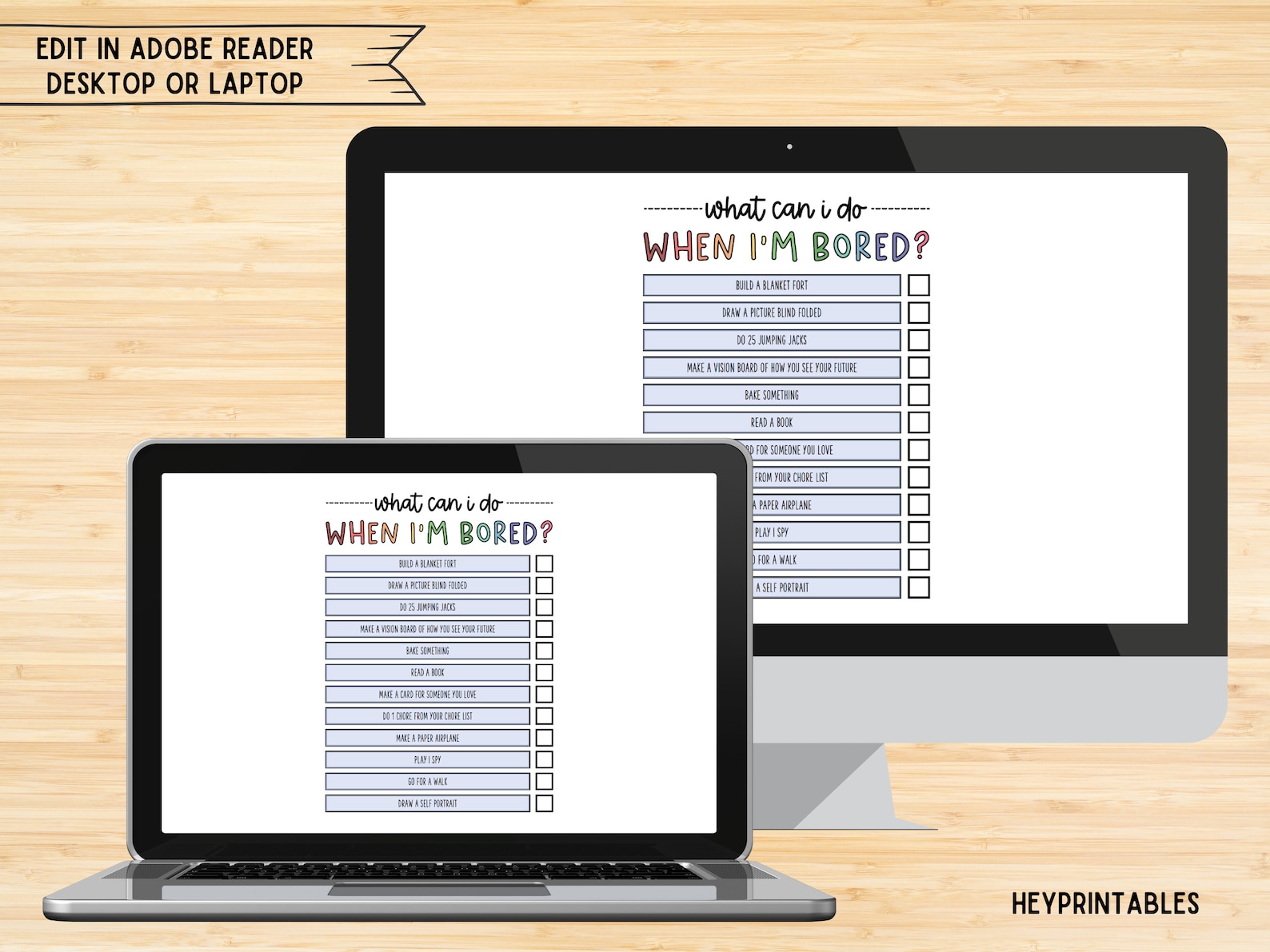 Editable I'm Bored Checklist, Printable Kids Activity List, School ...