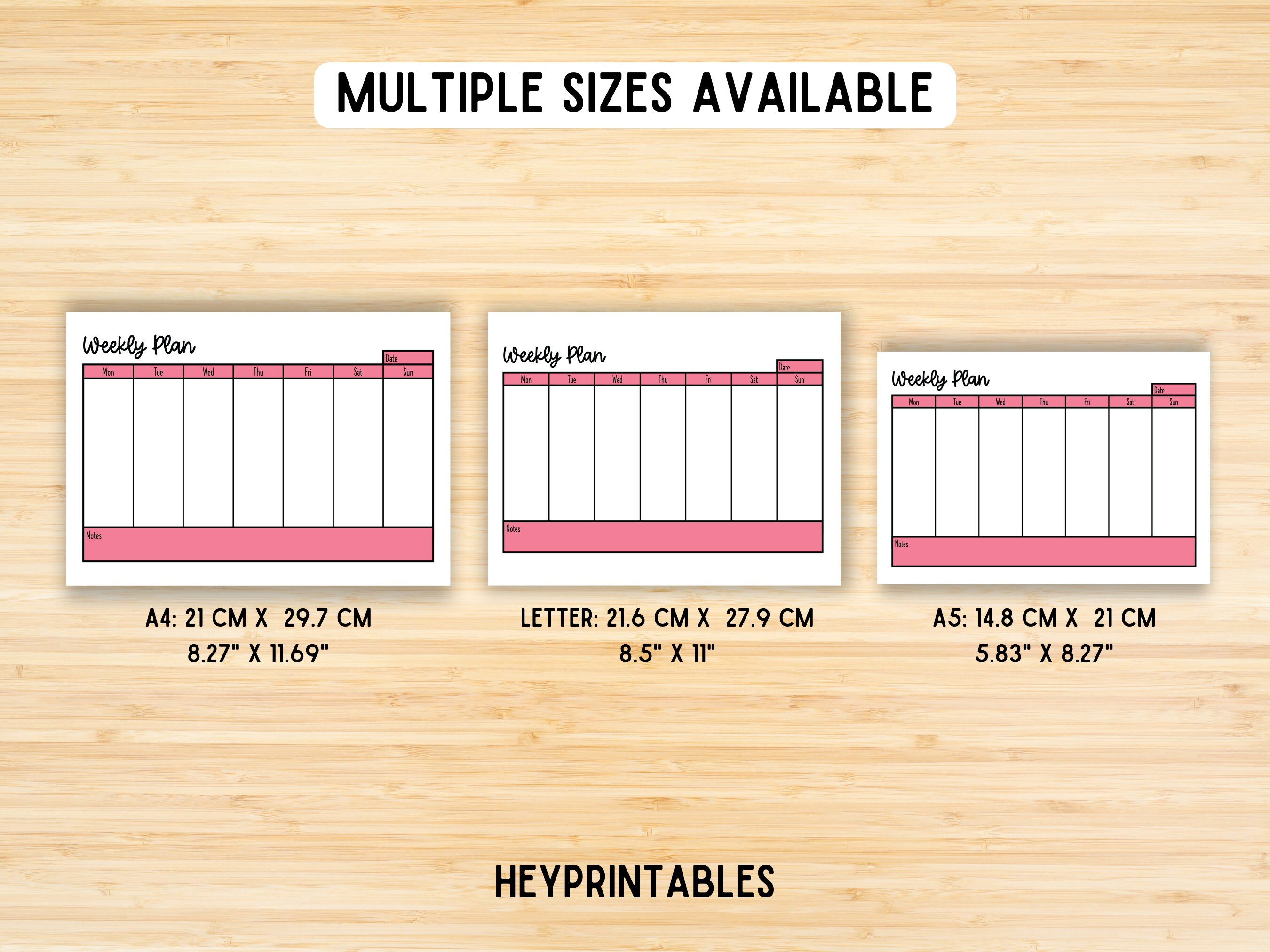 Weekly Planner Printable Landscape, Rainbow Weekly Schedule, Week at a ...