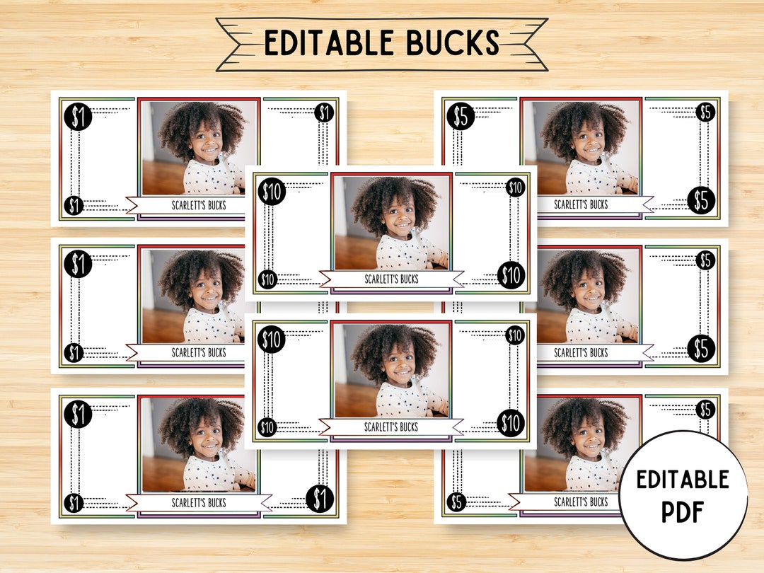 Editable Photo Mom Chore Bucks Printable, Behavior Bucks, Chore Bucks ...