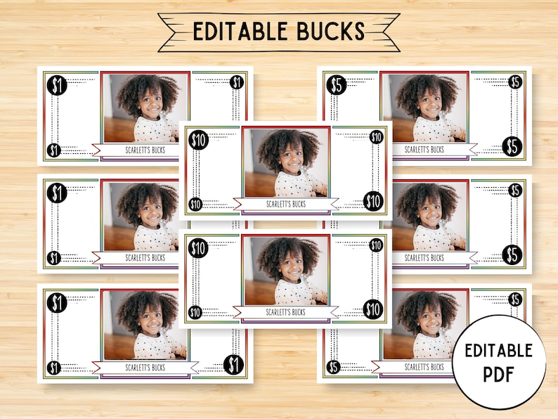 Editable Photo Mom Chore Bucks Printable, Behavior Bucks, Chore Bucks ...