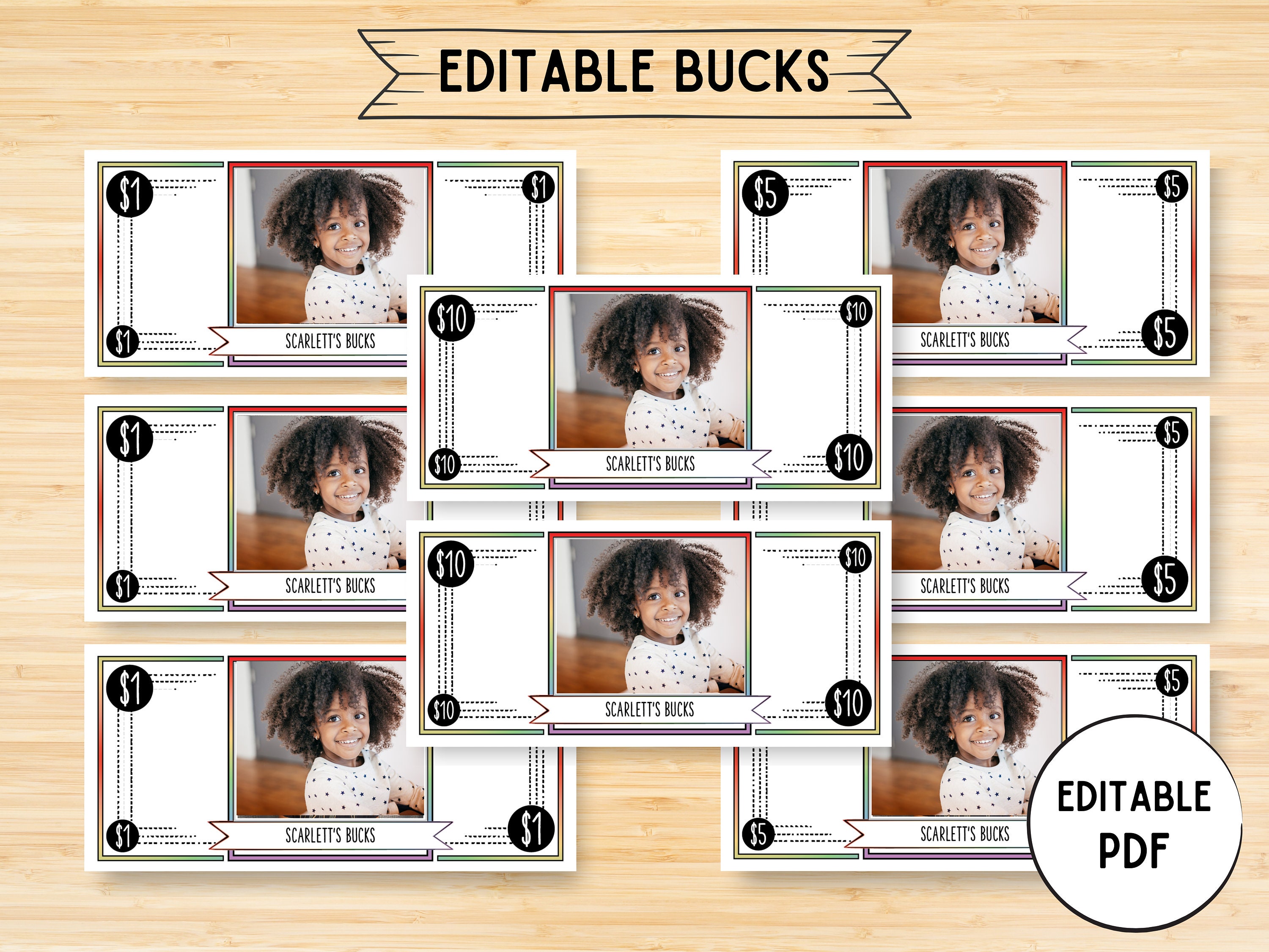 Editable Photo Mom Chore Bucks Printable, Behavior Bucks, Chore Bucks ...