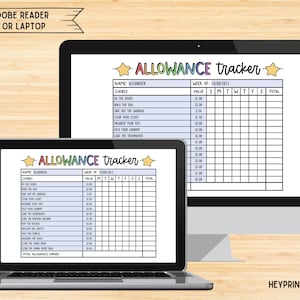 Allowance Tracker, Weekly Allowance Chore Chart, Editable Allowance ...