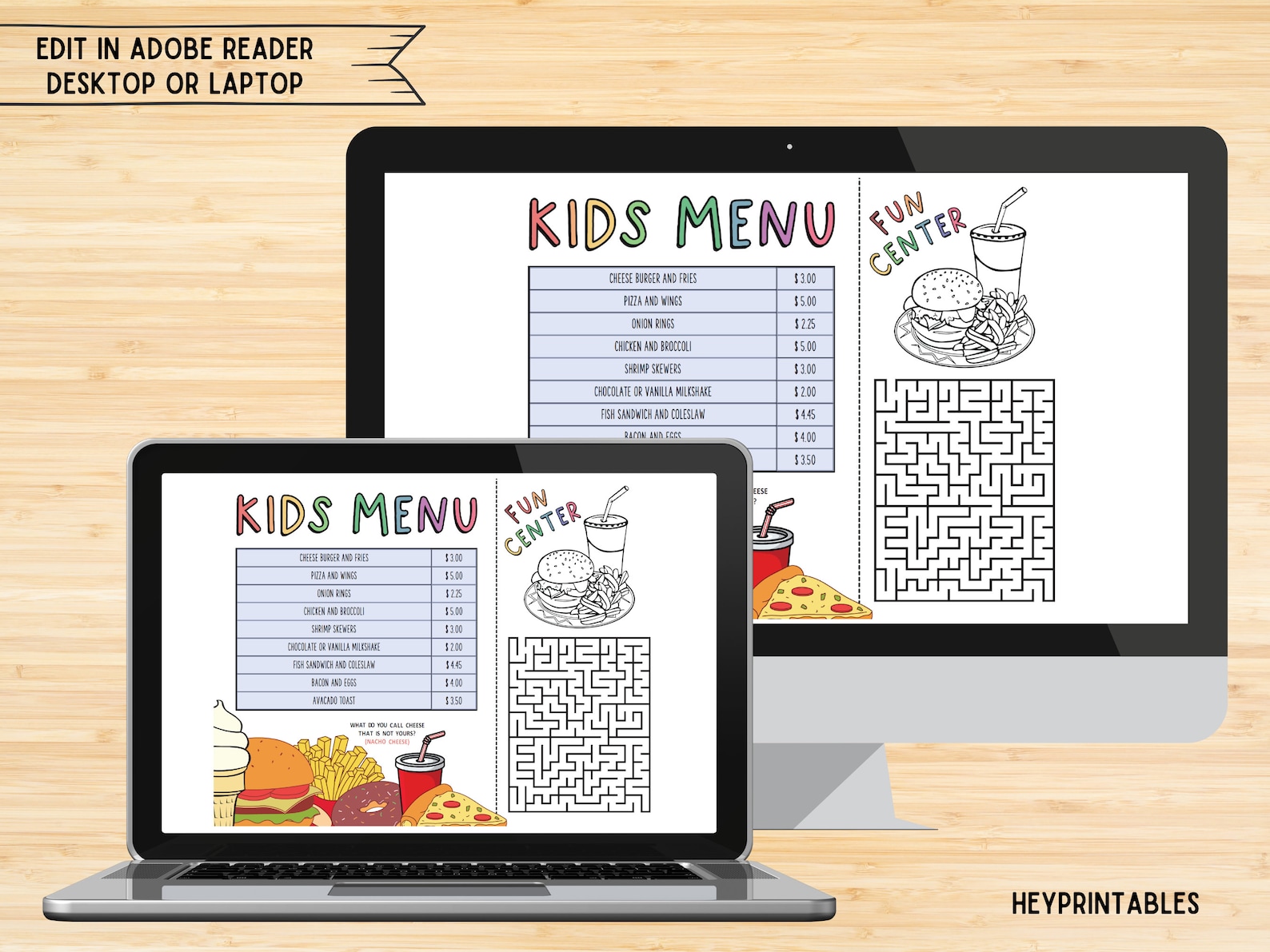 Editable Kids Menu Design, Template Design, Menus, Kids Activity Menu ...