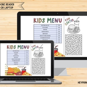 Editable Kids Menu Design, Template Design, Menus, Kids Activity Menu ...