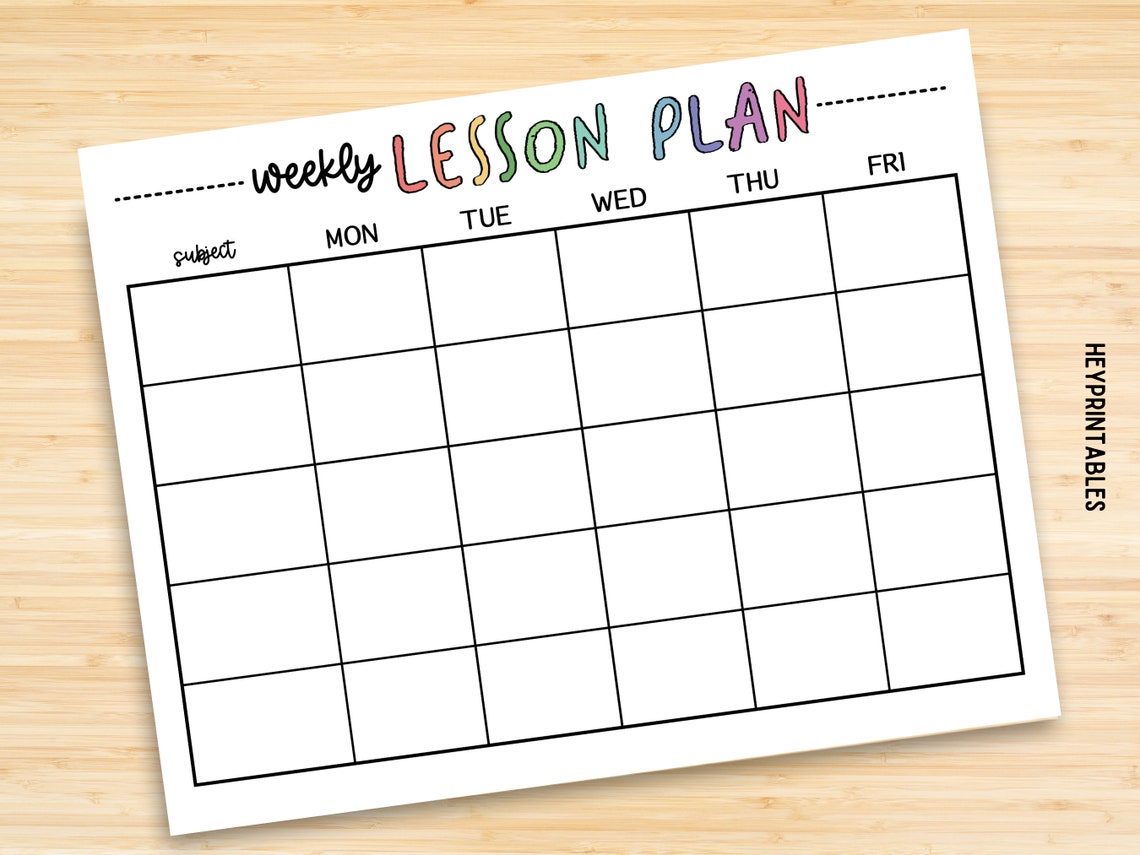 Printable Editable Weekly Lesson Plan, Simple School Schedule, Weekly ...