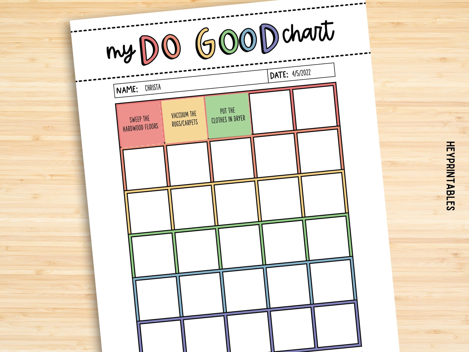 Reward Chart, Chore Chart, Editable Weekly Kids Chore and Reward Chart ...