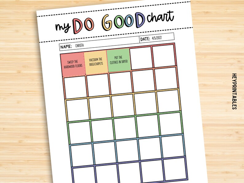 Reward Chart, Chore Chart, Editable Weekly Kids Chore and Reward Chart ...