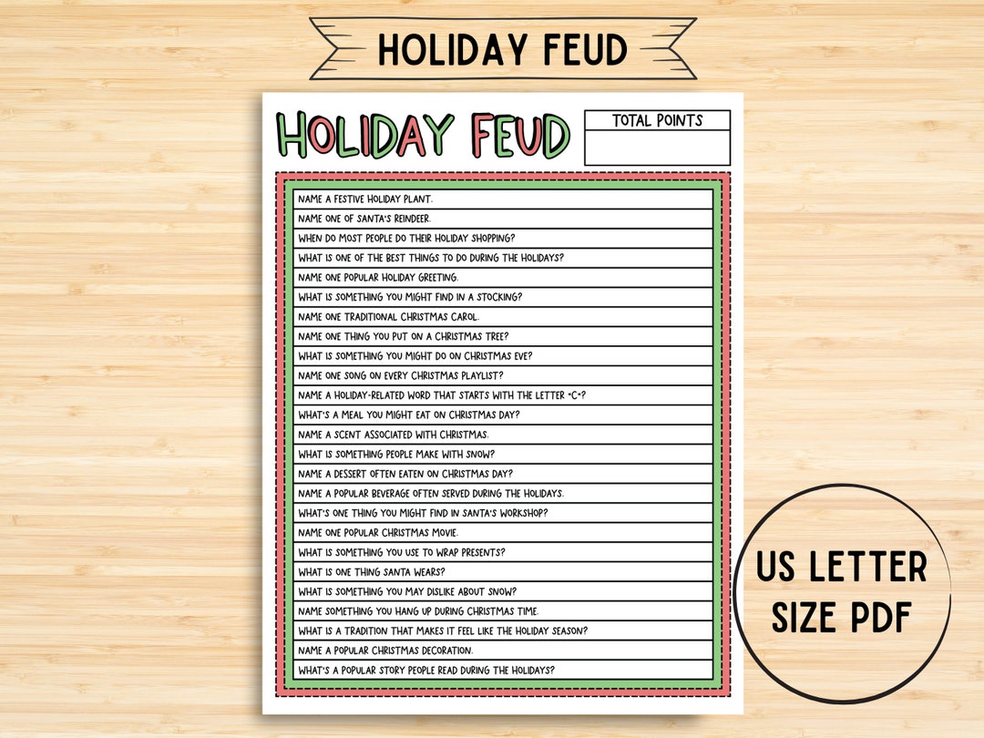 Holiday Family Feud Game, Christmas Family Feud Game, Holiday Trivia ...