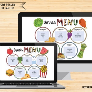 Editable Kids Breakfast, Lunch, Dinner Planner, Meal Weekly Planner ...