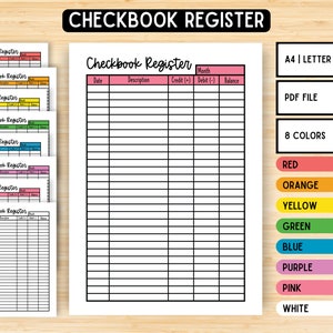 Checkbook Register, Printable Transaction Register, Check Register ...