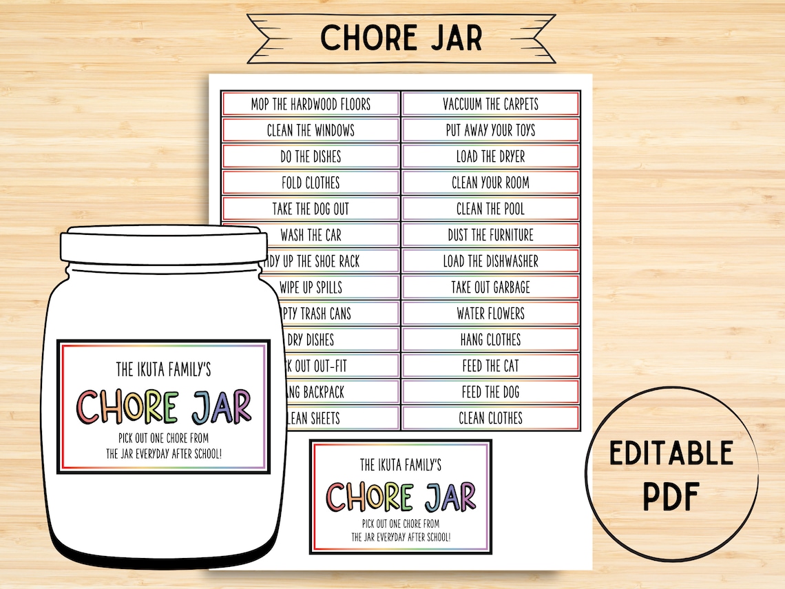Chore Jar Chore Cards for Kids Chore Games Household - Etsy