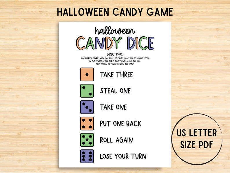 Halloween Candy Dice Game, Halloween Party Games, Halloween Games ...