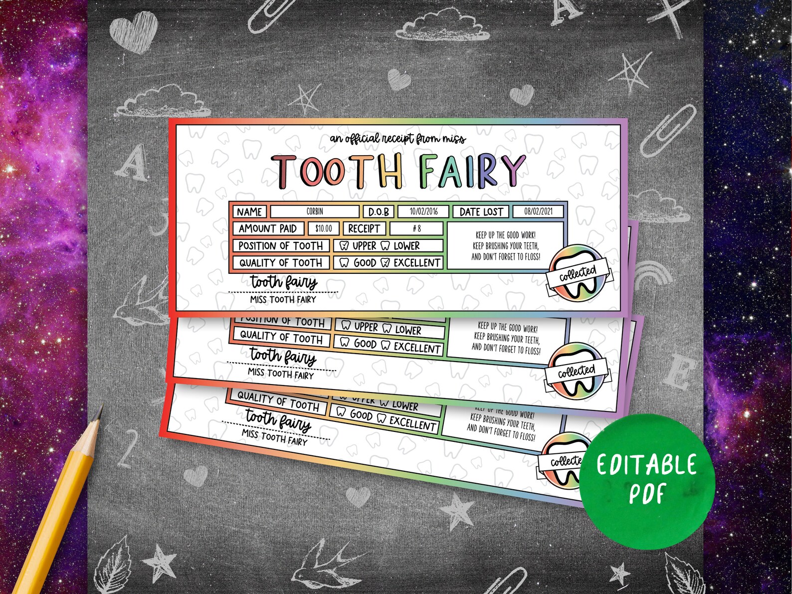 Tooth Fairy Receipt Tooth Fairy Letter Lost Tooth Gift Pink | Etsy