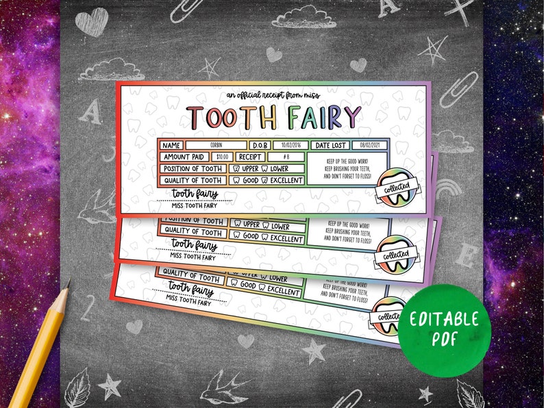 Tooth Fairy Receipt Tooth Fairy Letter Lost Tooth Gift Pink | Etsy
