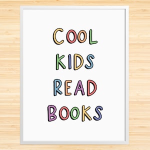 Cool Kids Read Books, Read Quote Sign, Book Lover Gift, Kids Wall Decor ...