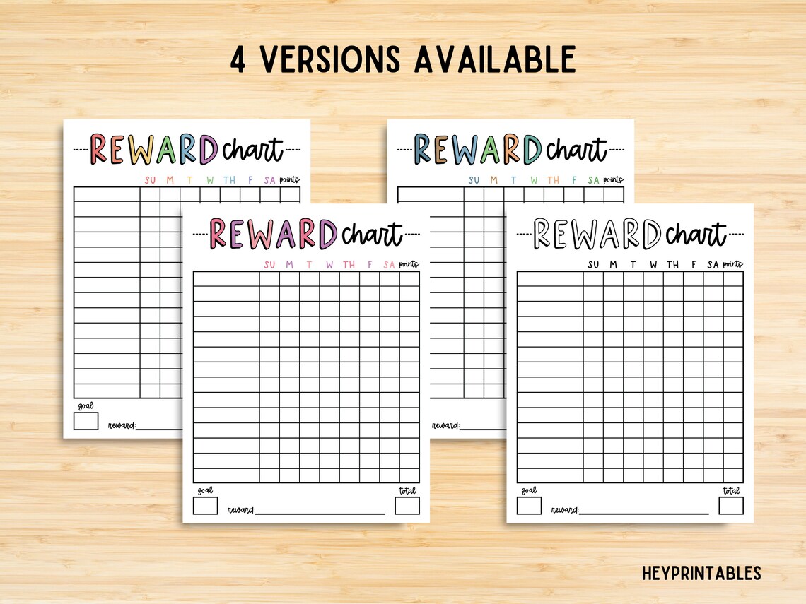 Reward Chart Chore Chart Editable Weekly Kids Chore and - Etsy
