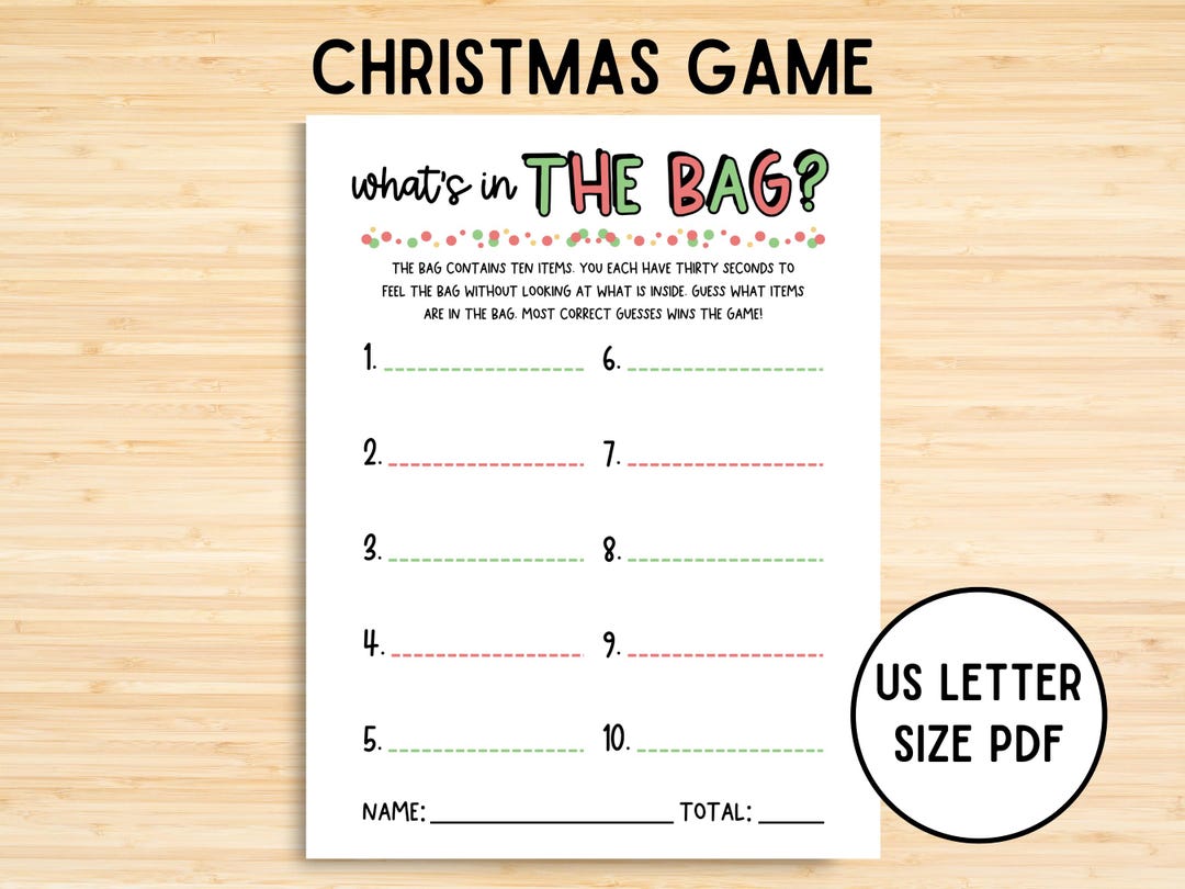 What's in the Bag Christmas Game, Printable Christmas Game, Christmas ...