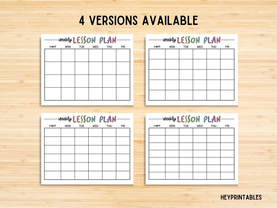 Printable Editable Weekly Lesson Plan, Simple School Schedule, Weekly ...