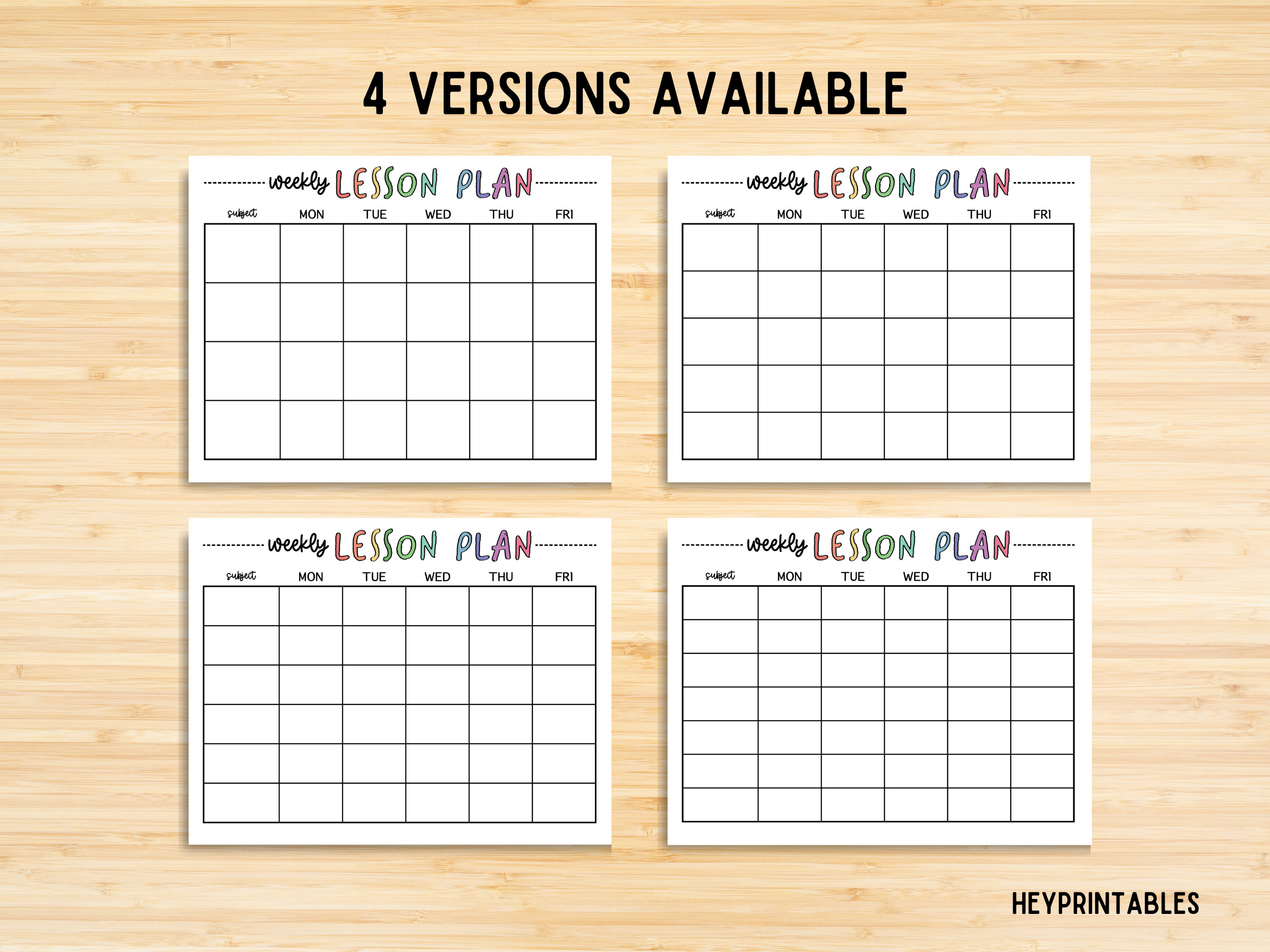 Printable Editable Weekly Lesson Plan, Simple School Schedule, Weekly ...