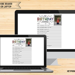 Editable Kids Birthday Interview, Annual Interview, Birthday Keepsake ...