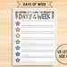 Learn Days of the Week, Writing Worksheet Printable, Practice ...