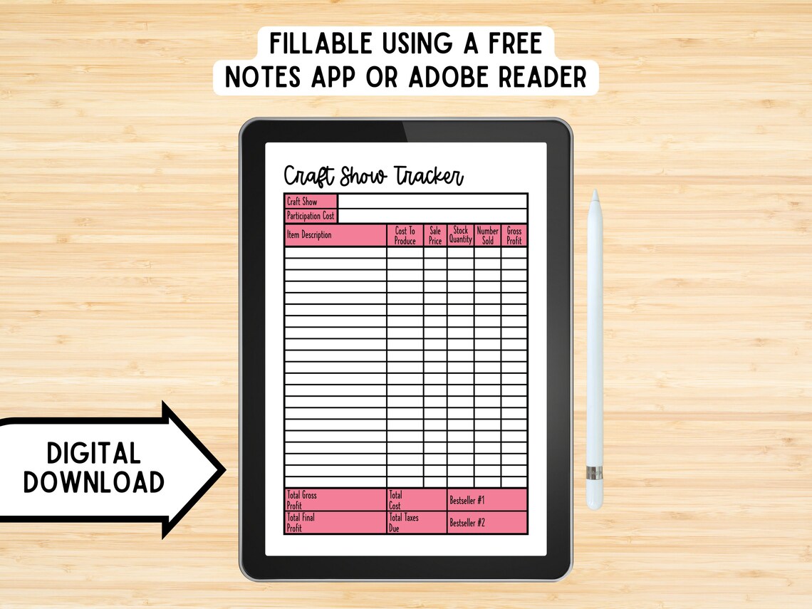 Craft Show Tracker Printable Inventory Log Craft Fair - Etsy