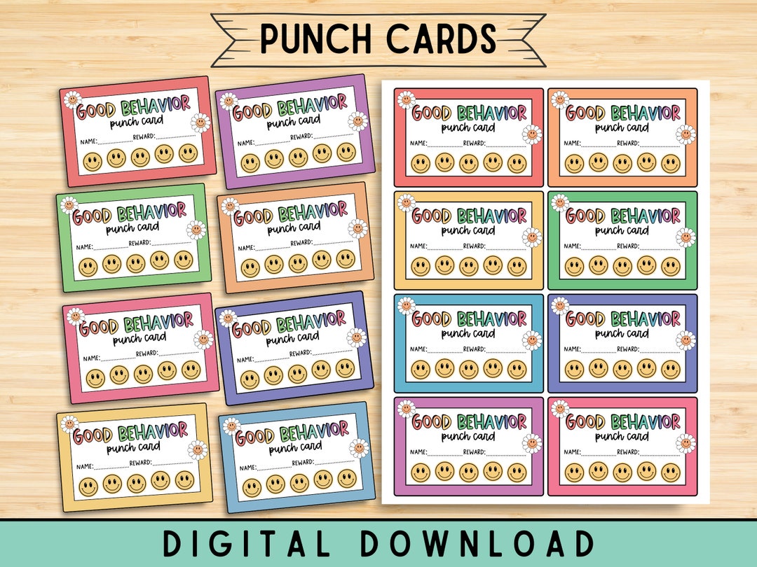Punch Cards, Kids Loyalty Reward Card for Parents or Teachers, Chore ...