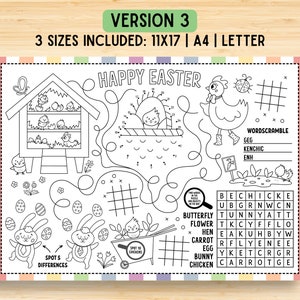 Easter Activity Mat Bundle, Easter Coloring Placemat, Easter Games ...