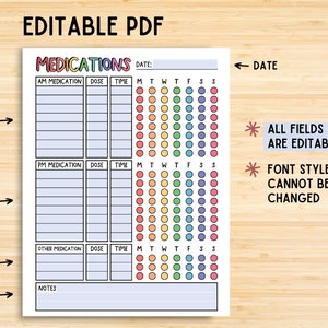 Editable Medication Schedule, Printable Easy Medicine Chart, Weekly ...