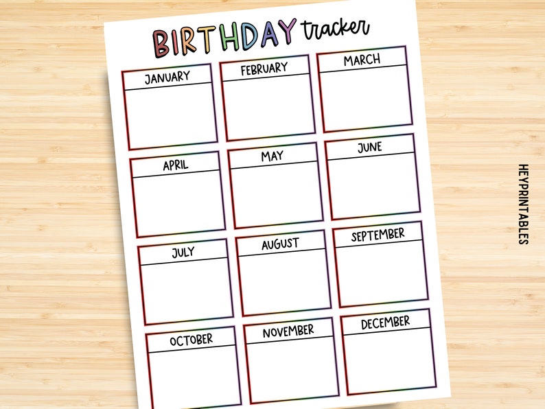 Birthday Organizer by Month Birthday Tracker Kids Adults - Etsy