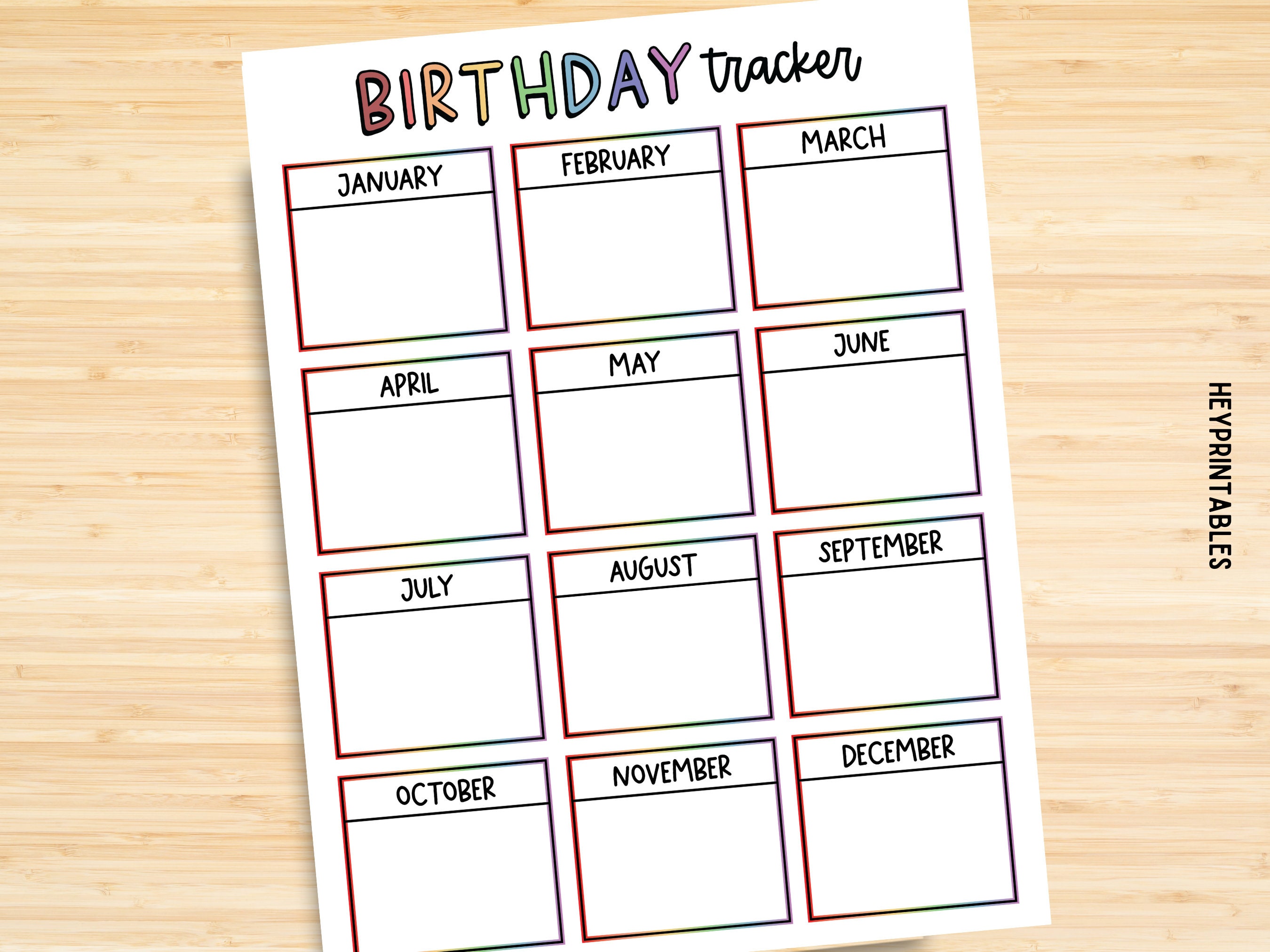 Birthday Organizer by Month, Birthday Tracker, Kids, Adults, Birth ...