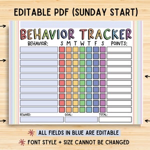 Behavior Reward Chart for Kids, Behavior Tracker for Kids, Good ...