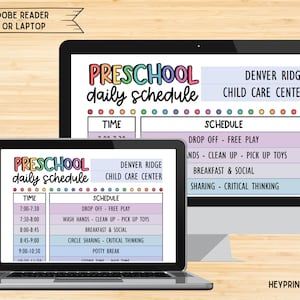 Daycare Daily Schedule for Preschool, Printable Child Care, Kids Daily ...