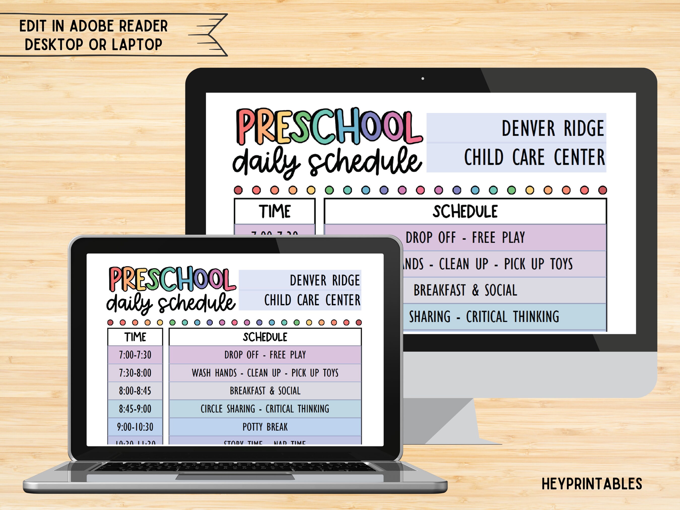 Daycare Daily Schedule for Preschool, Printable Child Care, Kids Daily ...
