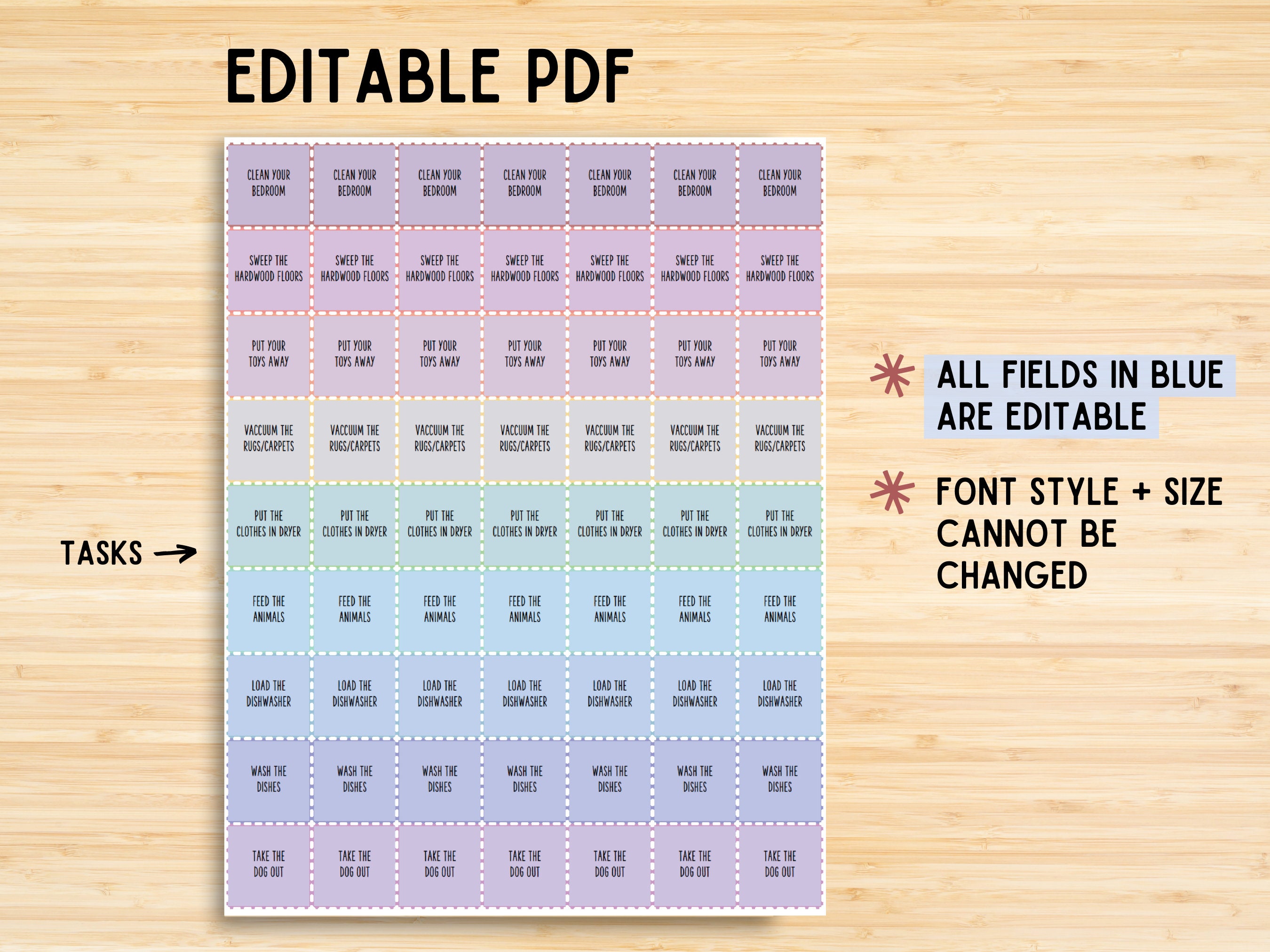 Reward Chart, Chore Chart, Editable Weekly Kids Chore and Reward Chart ...