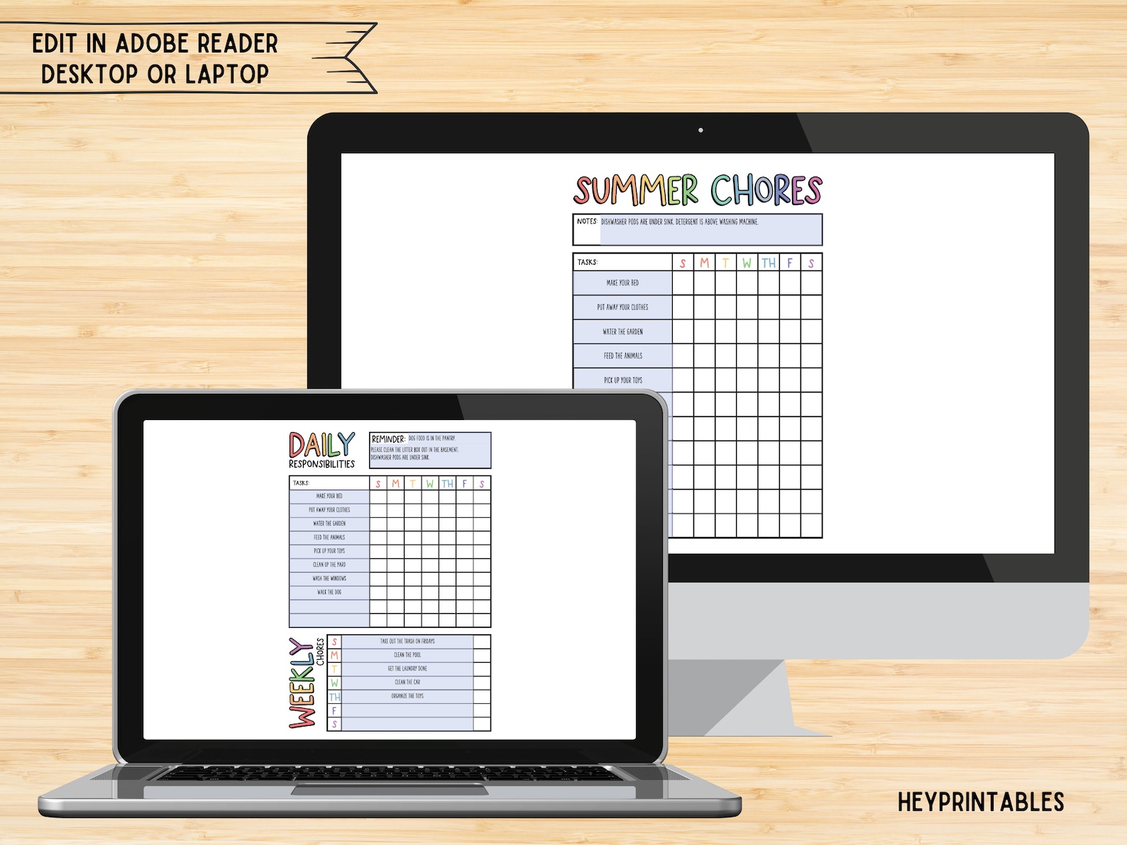 Editable Summer Bundle Screen Time Checklist Daily Routine - Etsy