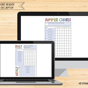 Editable Summer Bundle, Screen Time Checklist, Daily Routine, Chores ...